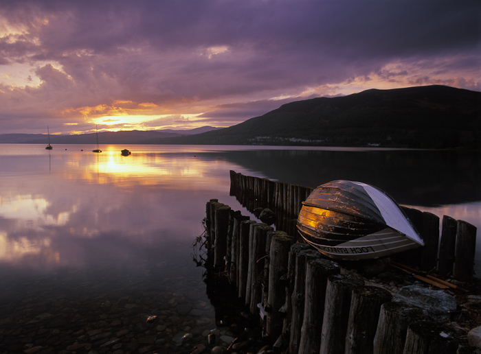 Rowing Boat Sunset : Loch Rannoch, Perthshire, Scotland
